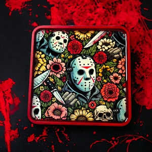 Jason Horror Coaster 3D Printed and Resin Filled With Cork Bottom Gift ...
