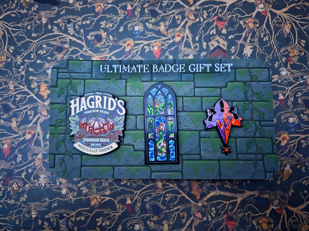 Wizard Gift Set X3 Enamel Pin Badges in Stained Glass Style - Etsy