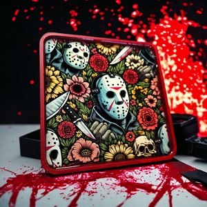 Jason Horror Coaster 3D Printed and Resin Filled With Cork Bottom Gift ...