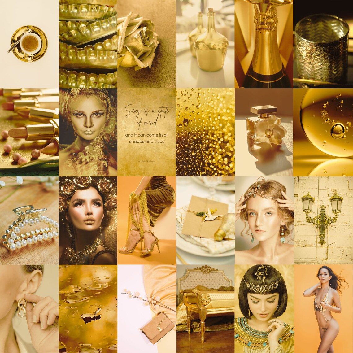 115 PCS Boujee Gold Wall Collage Kit Golden Photo Collage - Etsy