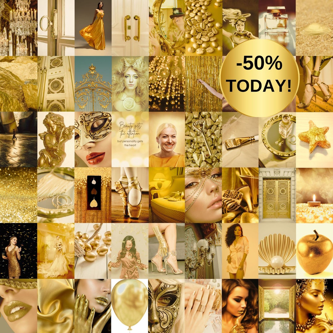 115 PCS, Boujee Gold Wall Collage Kit, Golden Photo Collage, Boujeee ...