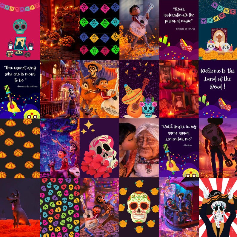 Coco Inspired Wall Collage Kit, Coco Theme Photo Collage, Coco Movie ...