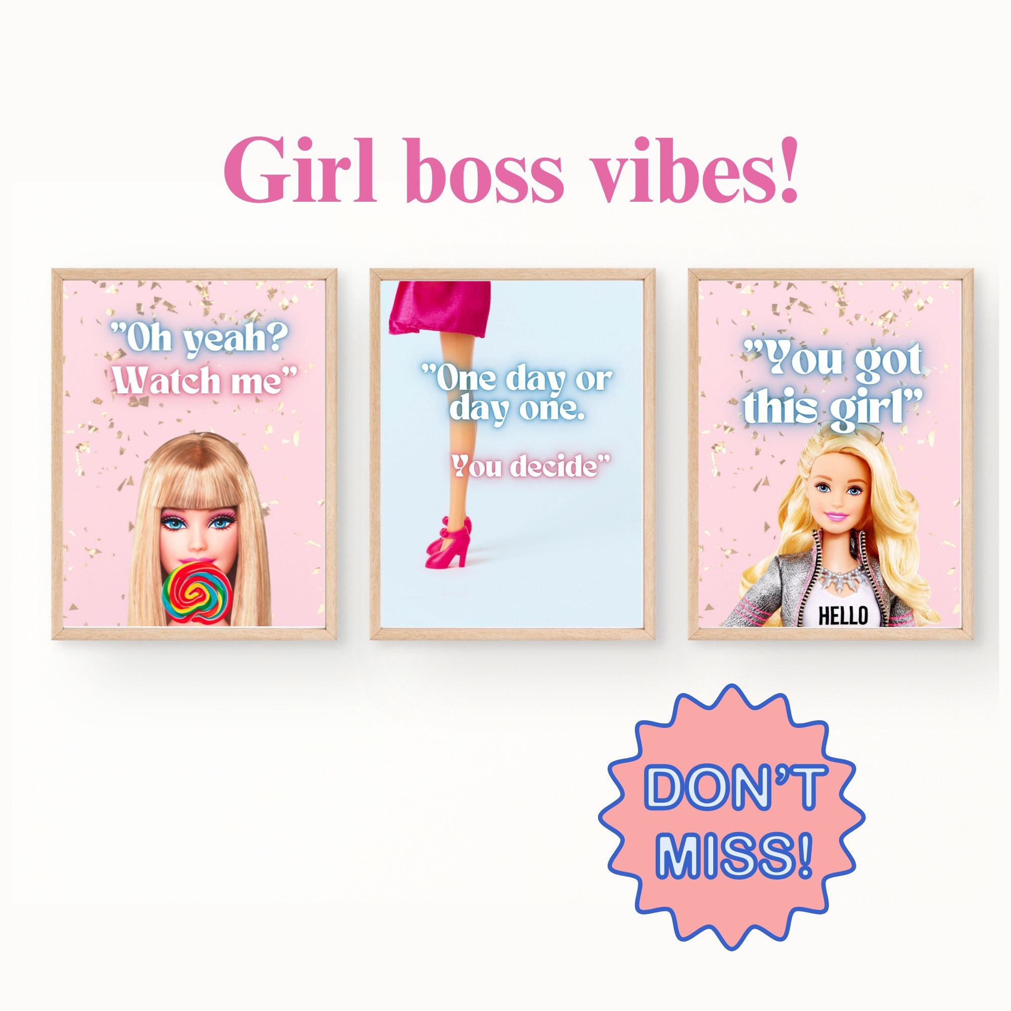Barbie Poster Set of 3, Motivational Poster, Girl Boss Wall Art Print ...