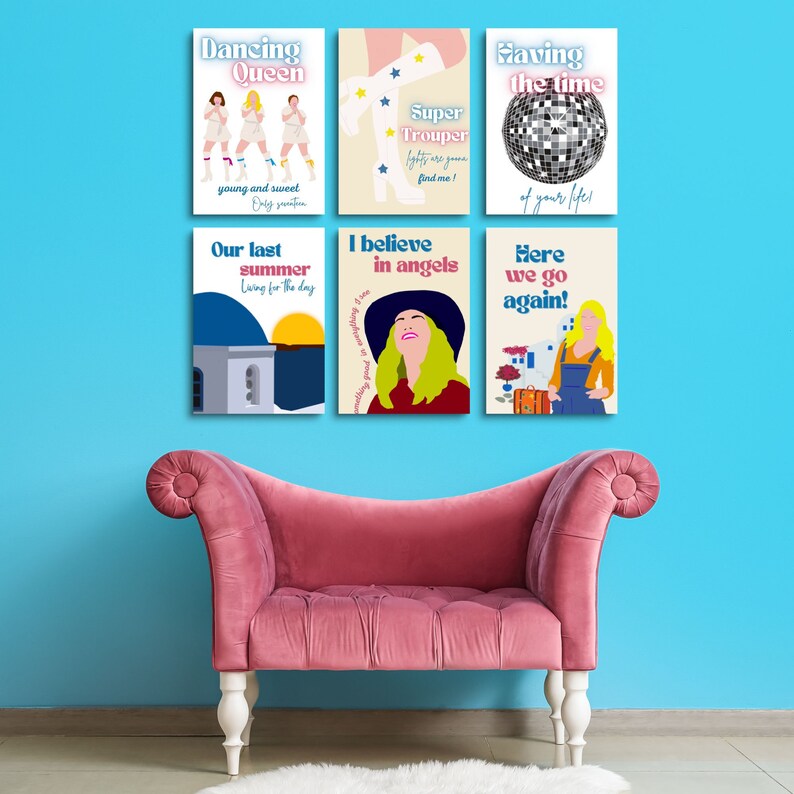 Mamma Mia Gallery Wall, Printable Set of 6, Disco Décor, Mamma Mia ...