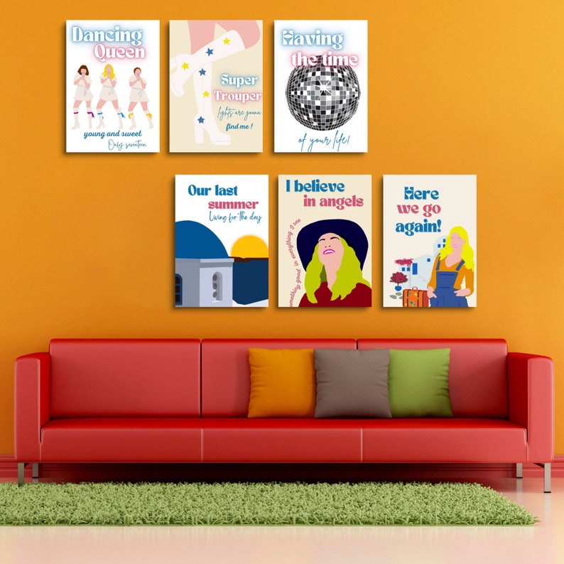 Mamma Mia Gallery Wall, Printable Set of 6, Disco Décor, Mamma Mia ...