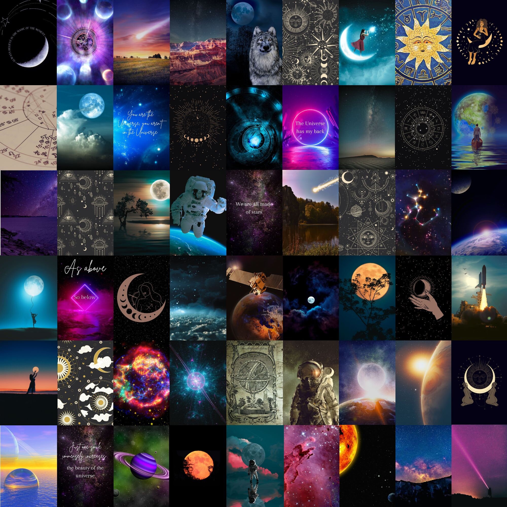 100 Pcs Astronomy Wall Collage Kit Moonlight Aesthetic Photo - Etsy