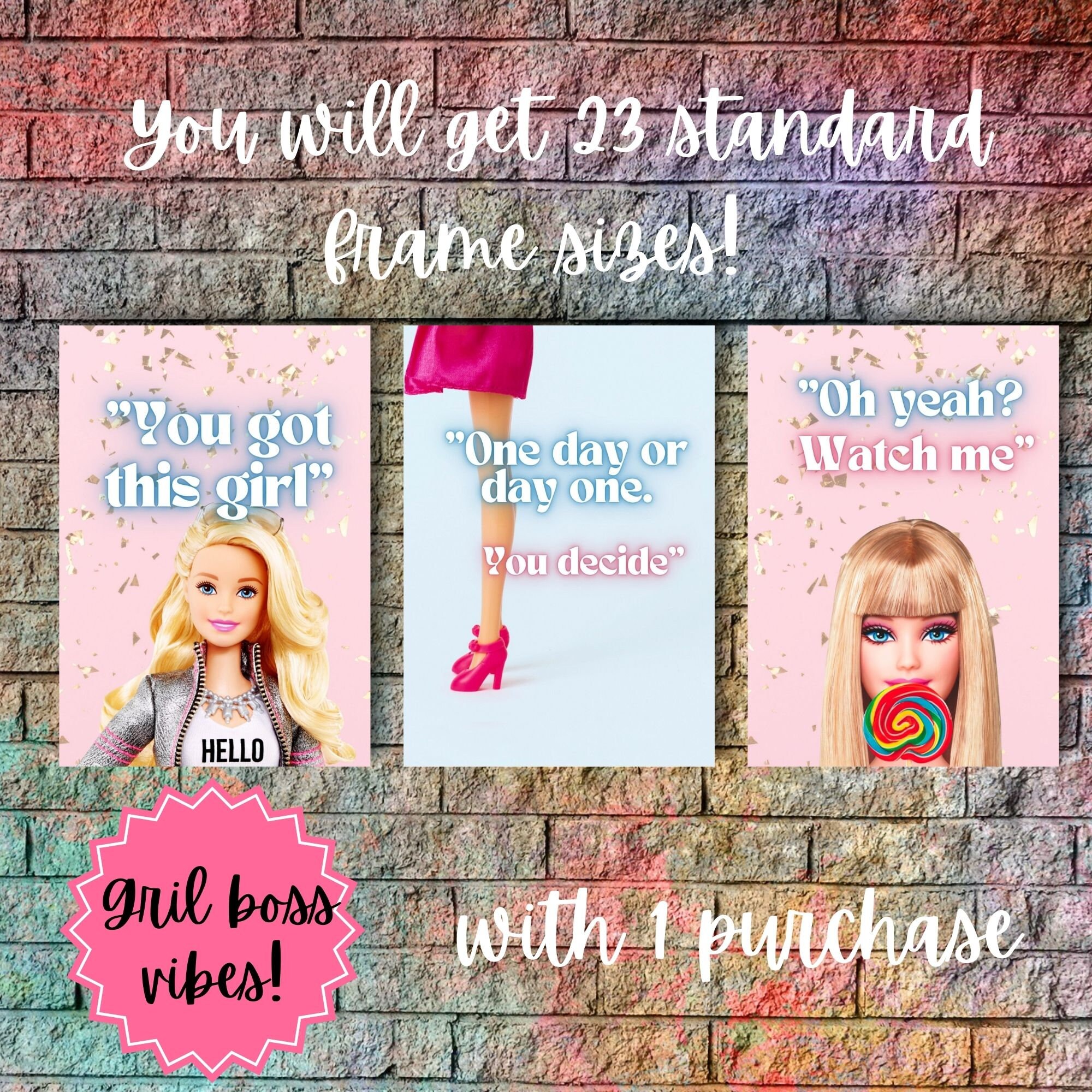 Barbie Poster Set of 3, Motivational Poster, Girl Boss Wall Art Print ...