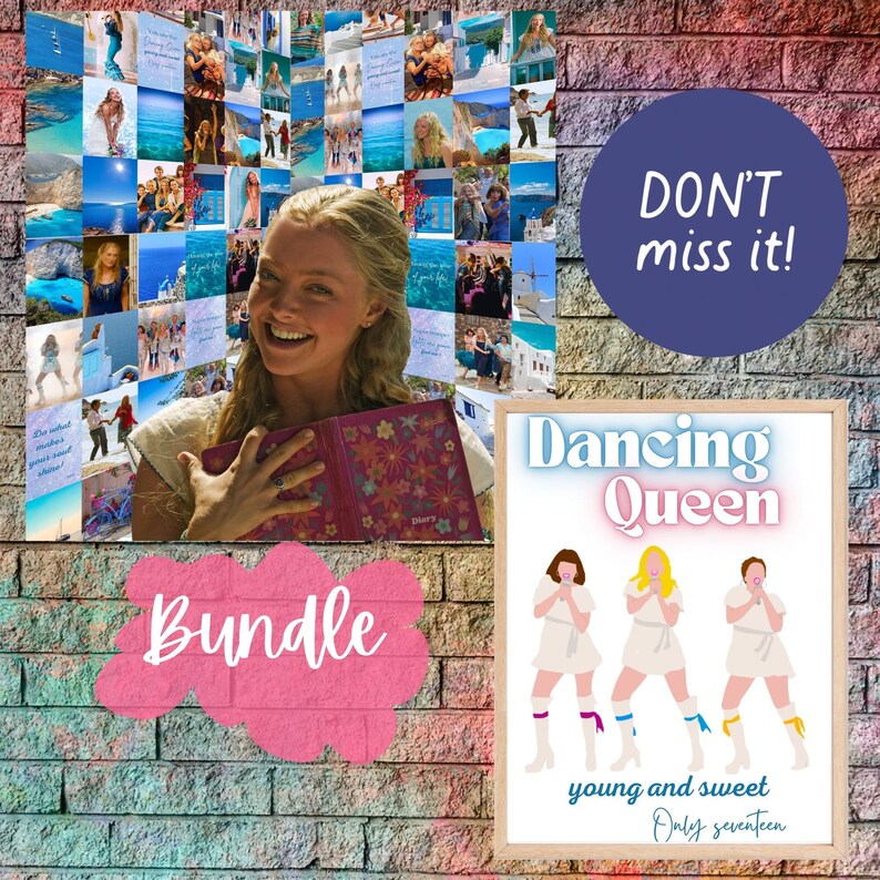 Bundle Mamma Mia Wall Collage & Mamma Mia Poster, Disco Décor, Mamma ...