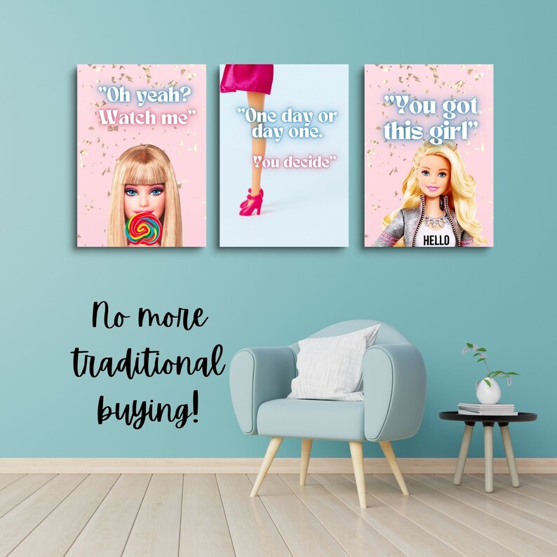 Barbie Poster Set of 3, Motivational Poster, Girl Boss Wall Art Print ...