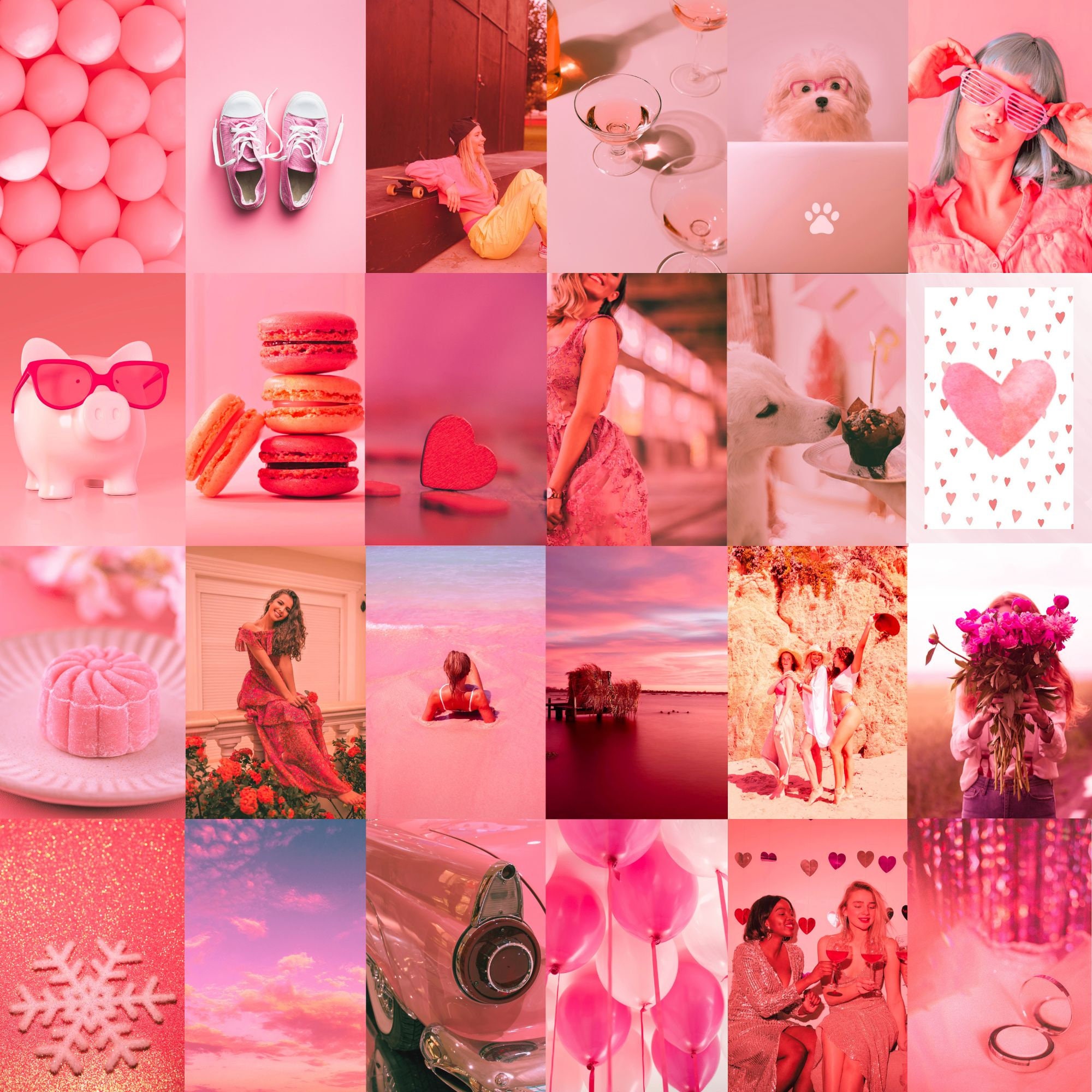 Romantic Pink Wall Collage 100 PCS Pink Pastel Collage Pink - Etsy