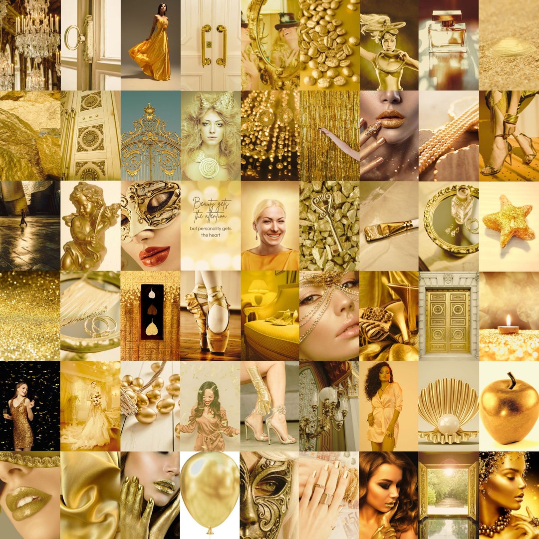 115 PCS Boujee Gold Wall Collage Kit Golden Photo Collage - Etsy