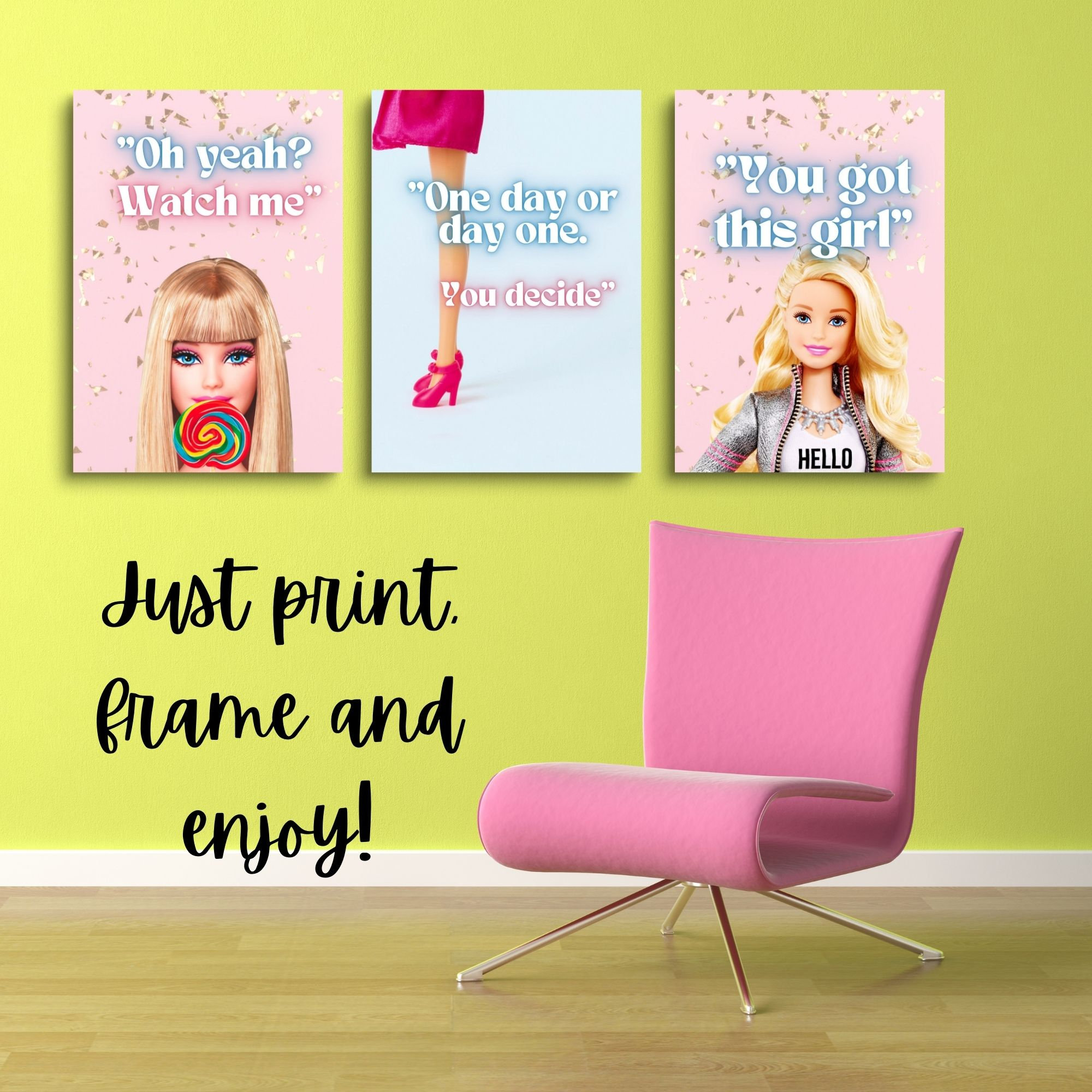 Barbie Poster Set of 3, Motivational Poster, Girl Boss Wall Art Print ...