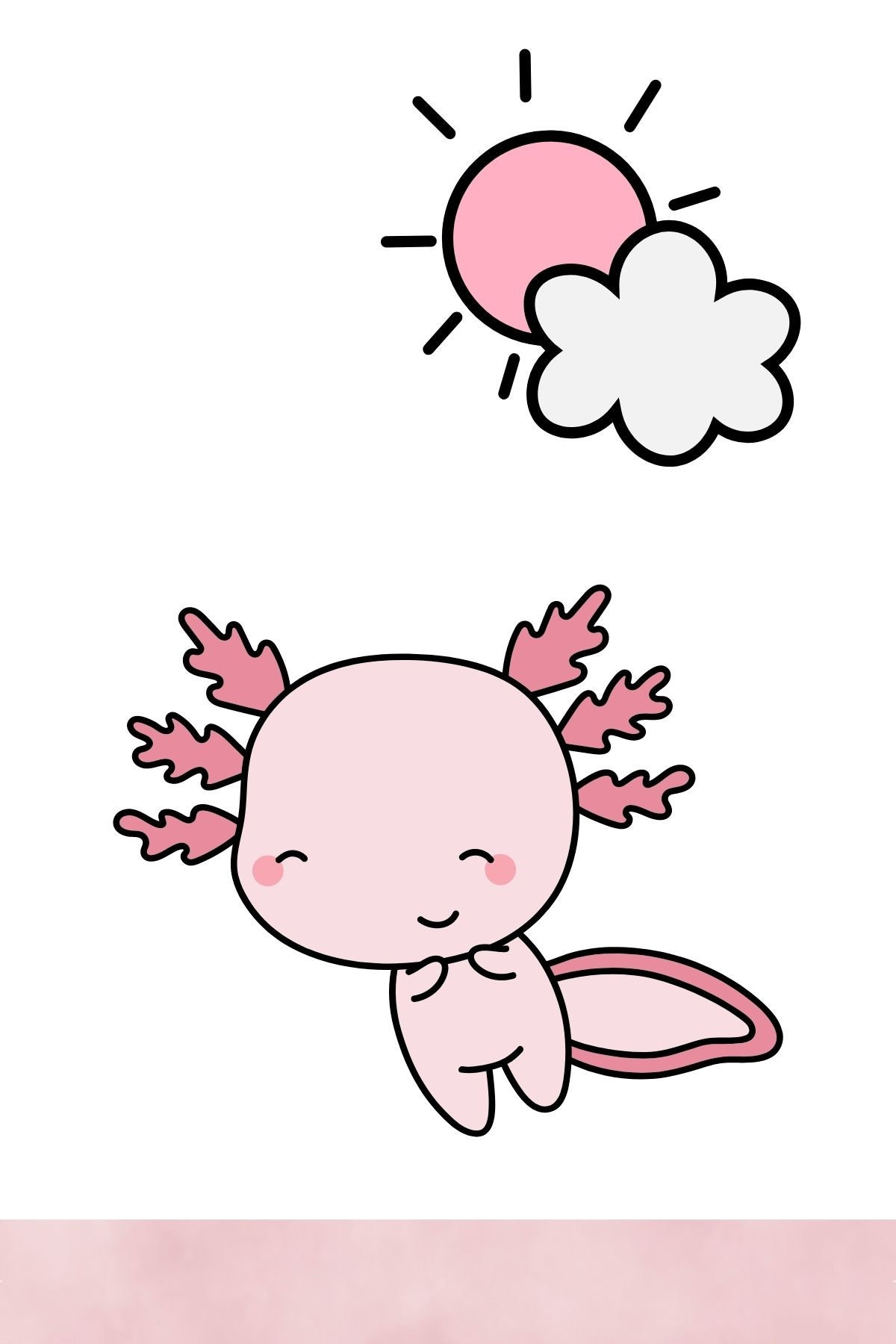 125 Pcs Cute Axolotl Wall Collage Kit, Pink Kawaii Aesthetic Collage ...