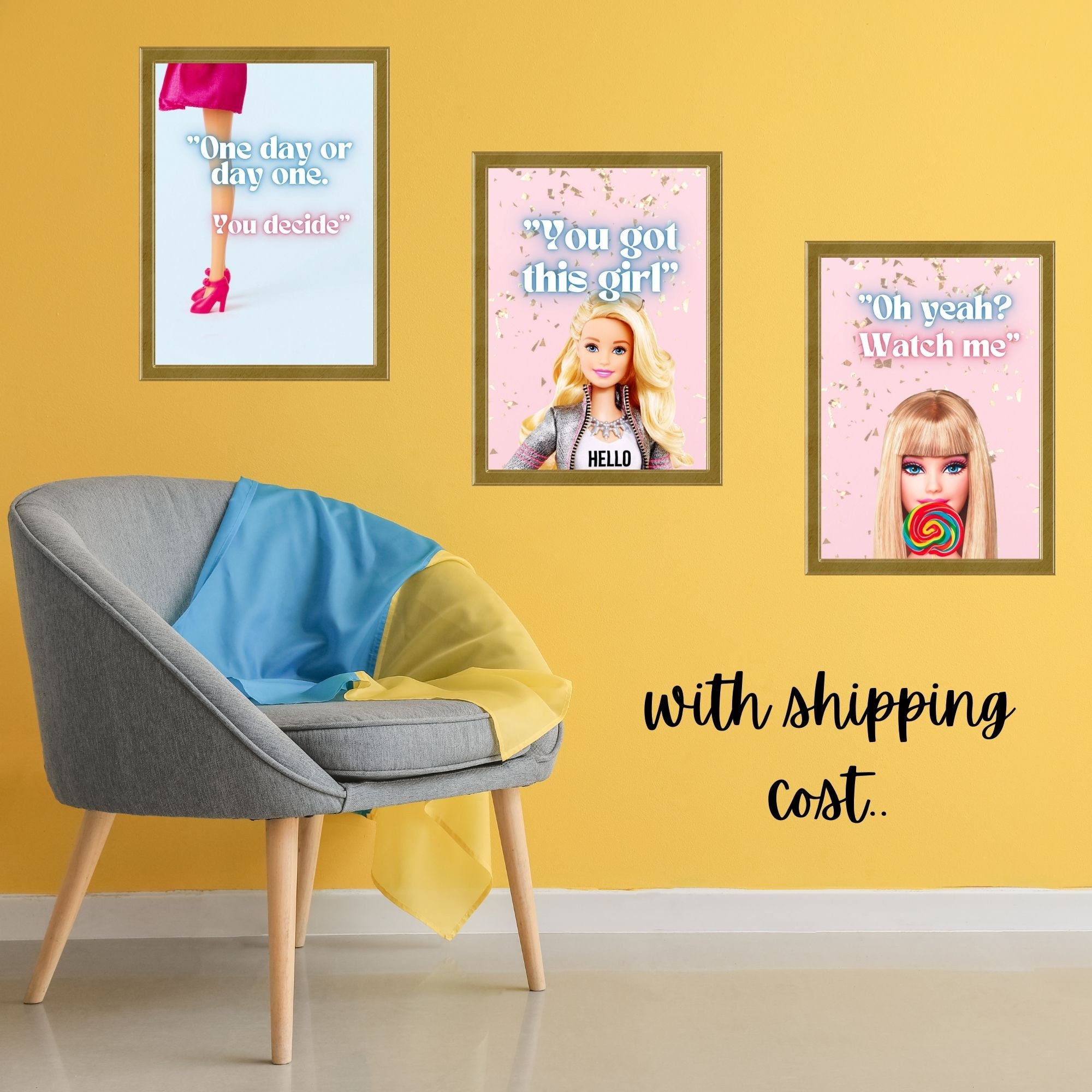 Barbie Poster Set of 3, Motivational Poster, Girl Boss Wall Art Print ...