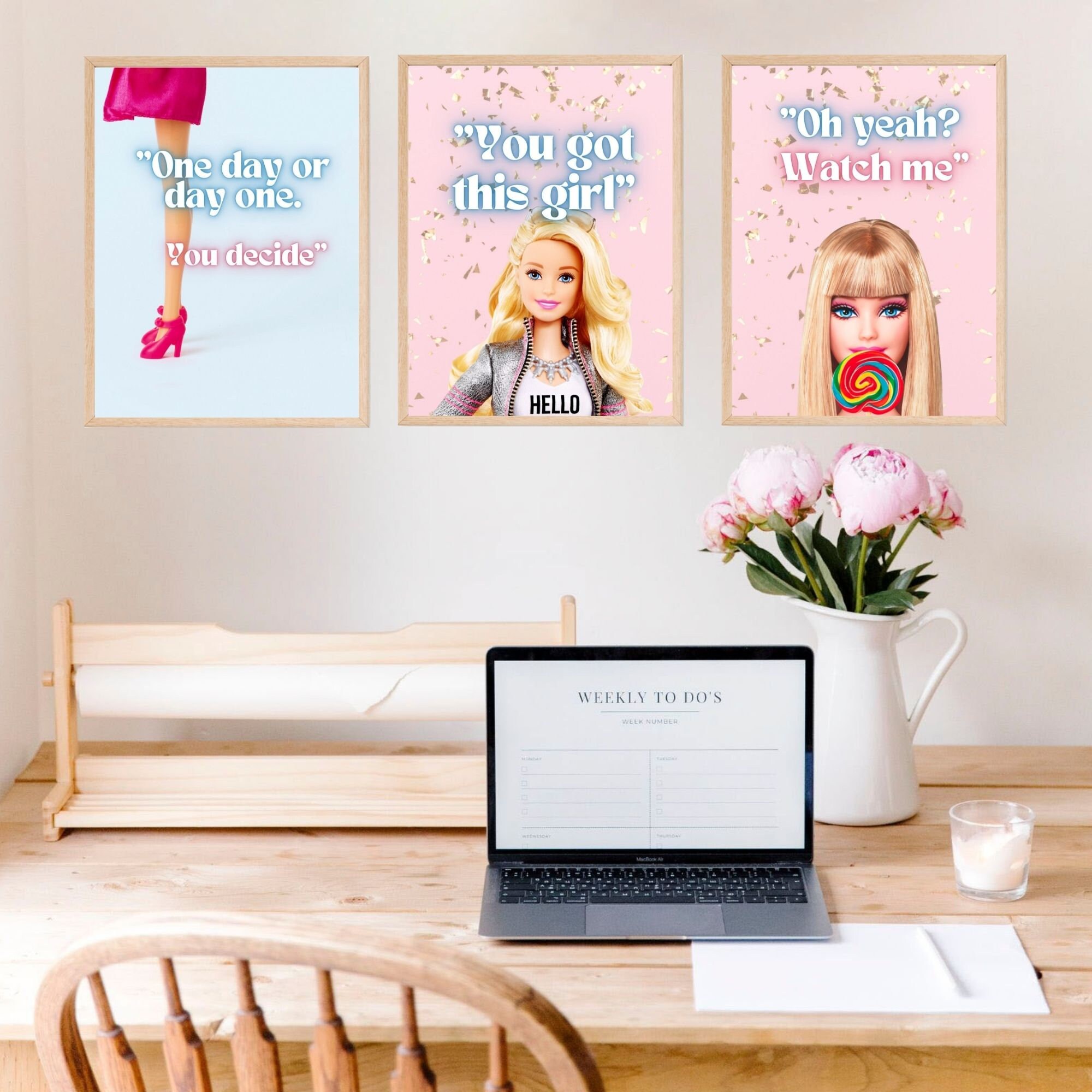 Barbie Poster Set of 3, Motivational Poster, Girl Boss Wall Art Print ...