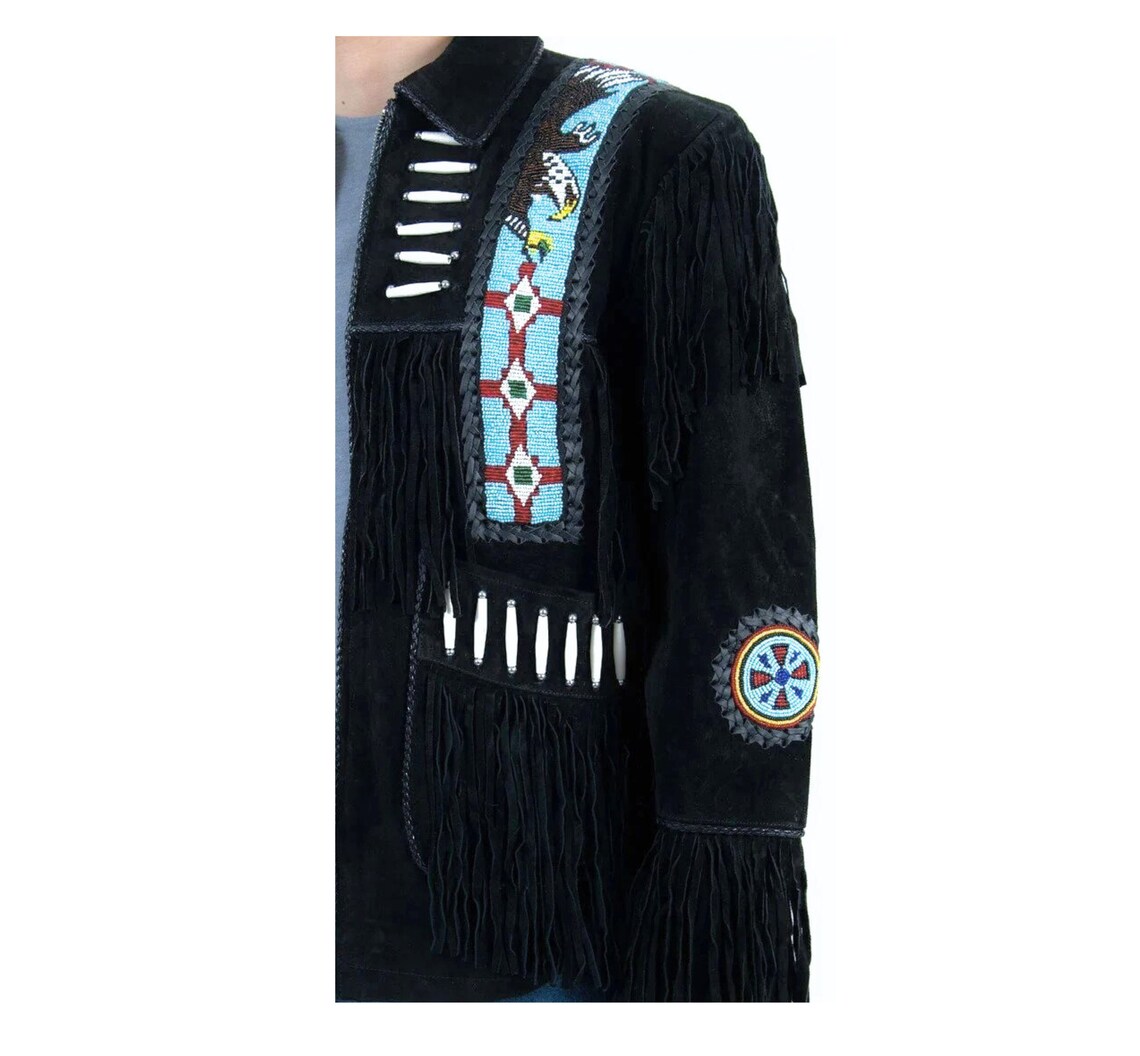 Men's Traditional Western Cowboy Jacket American Eagle With Fringed ...