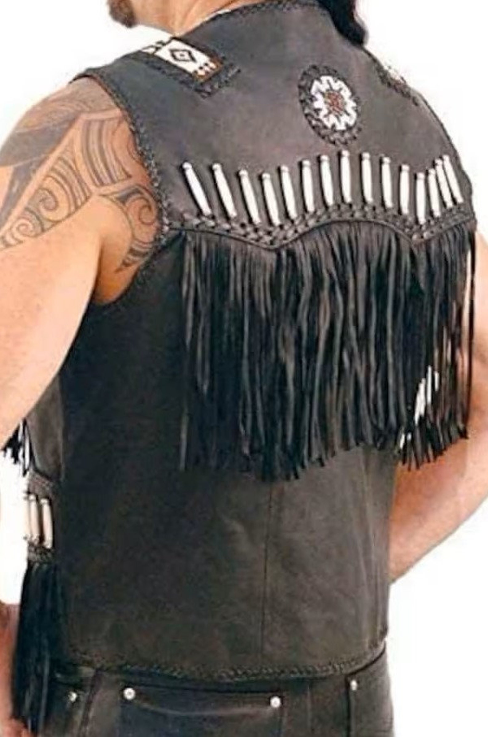 COWBOY MEN Premium Leather Vest, Vintage Leather Outerwear, Traditional ...