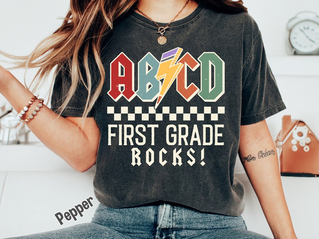 First Grade Rocks Teacher Shirt , Comfort Colors Shirt, Back to School ...