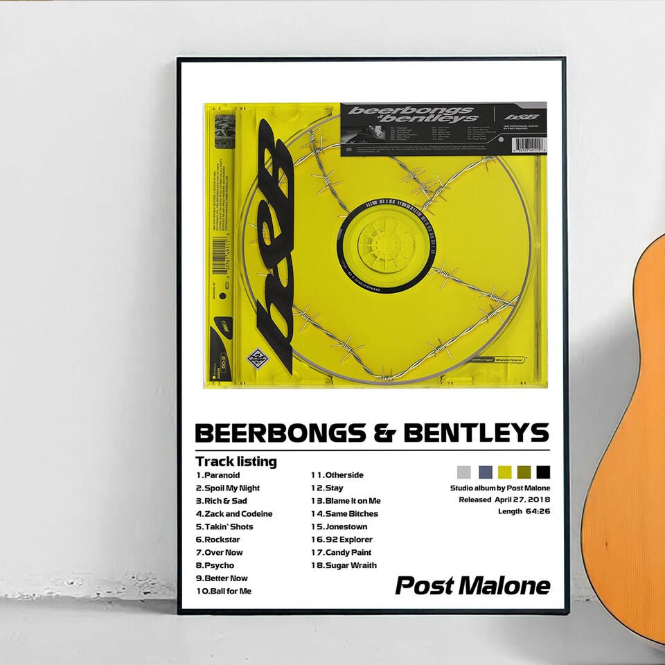 Post Malone Beerbongs And Bentleys Minimalist Album Cover Poster 0928