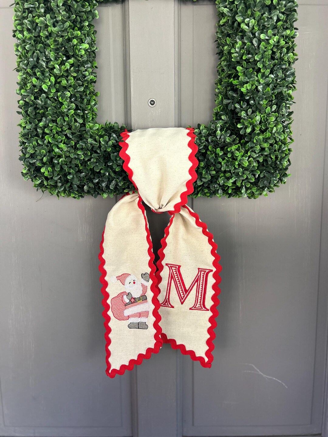 Christmas Wreath Sash, Sash for Front Door Wreath, Holiday Wreath Sash ...