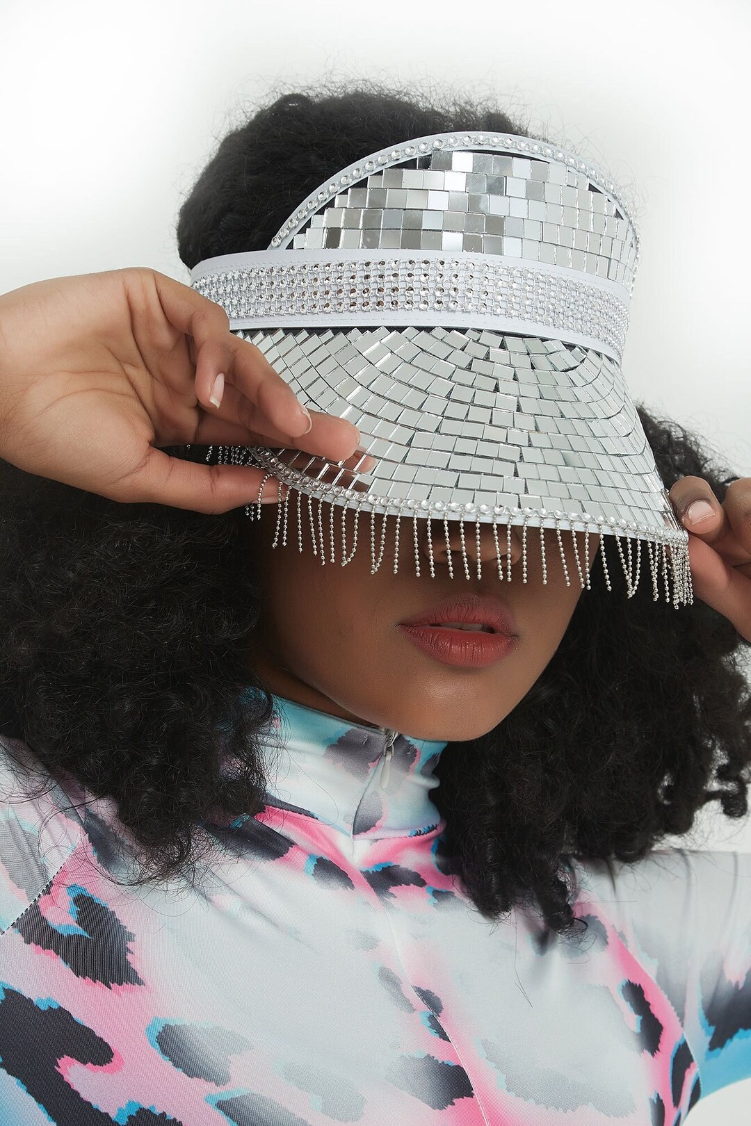 Silver Disco Ball Visor | Hat Disco Mirror Tile | Mirror Disco Visor ...