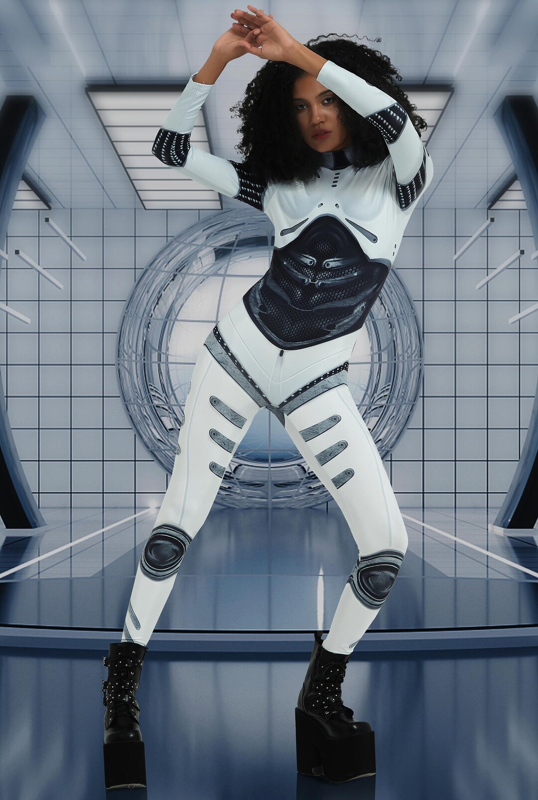 Robot Women Costume, Cyborg Bodysuit, Halloween Jumpsuit, Rave Catsuit ...