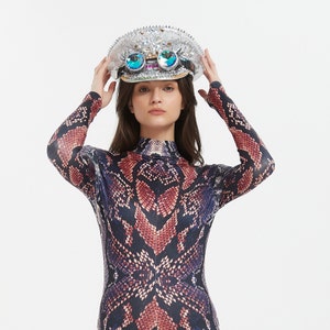 Goggle Captain Cap Woman Silver Sequin Rave Hat, Gold Holographic ...