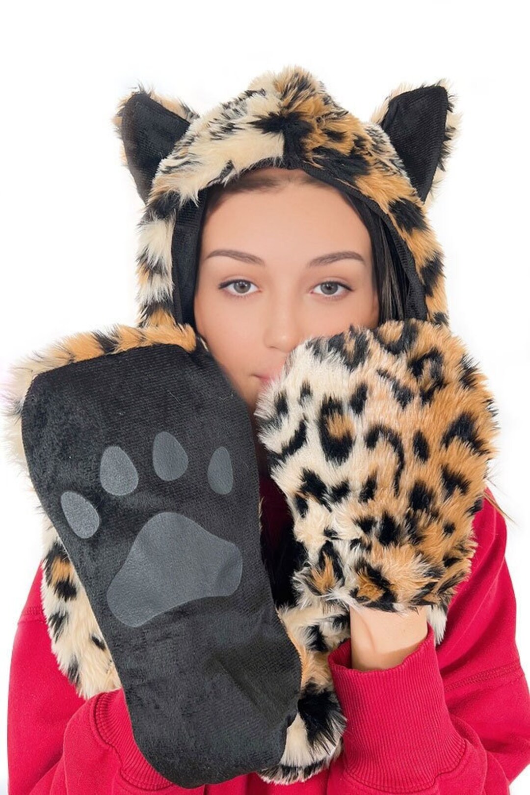 Leopard Ear Paw Hood | Rave | Festival | Hippie | Boho | Furry | Animal ...