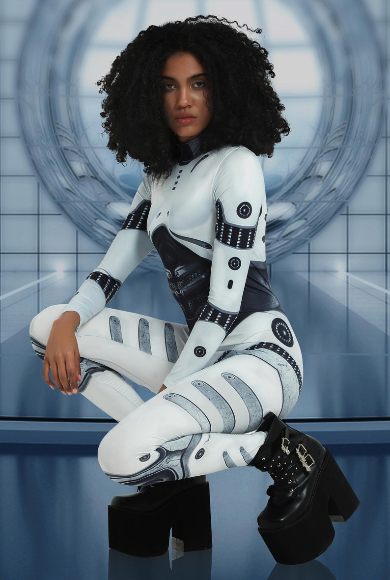 Robot Women Costume Cyborg Bodysuit Halloween Jumpsuit Rave - Etsy