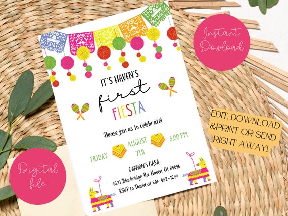 First Fiesta Birthday Invitation Digital Download Fully | Etsy