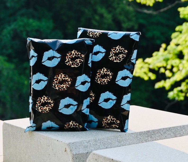 Leopard Turquoise Lips Poly Mailers: Boutique Shipping Bags (6x9) - Etsy