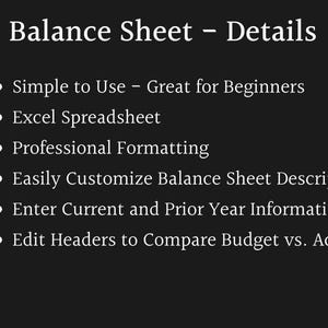 Balance Sheet Template: Excel Spreadsheet for Small Business (digital ...