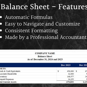 Balance Sheet Template: Excel Spreadsheet for Small Business (digital ...