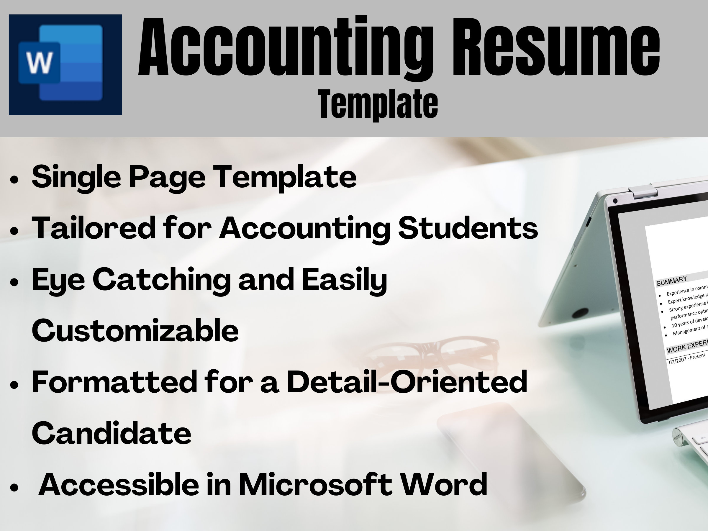 Simple Accounting Resume Template (word Template) - Etsy