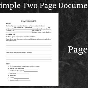 Loan Agreement Template: Editable Personal & Business Contract (word ...