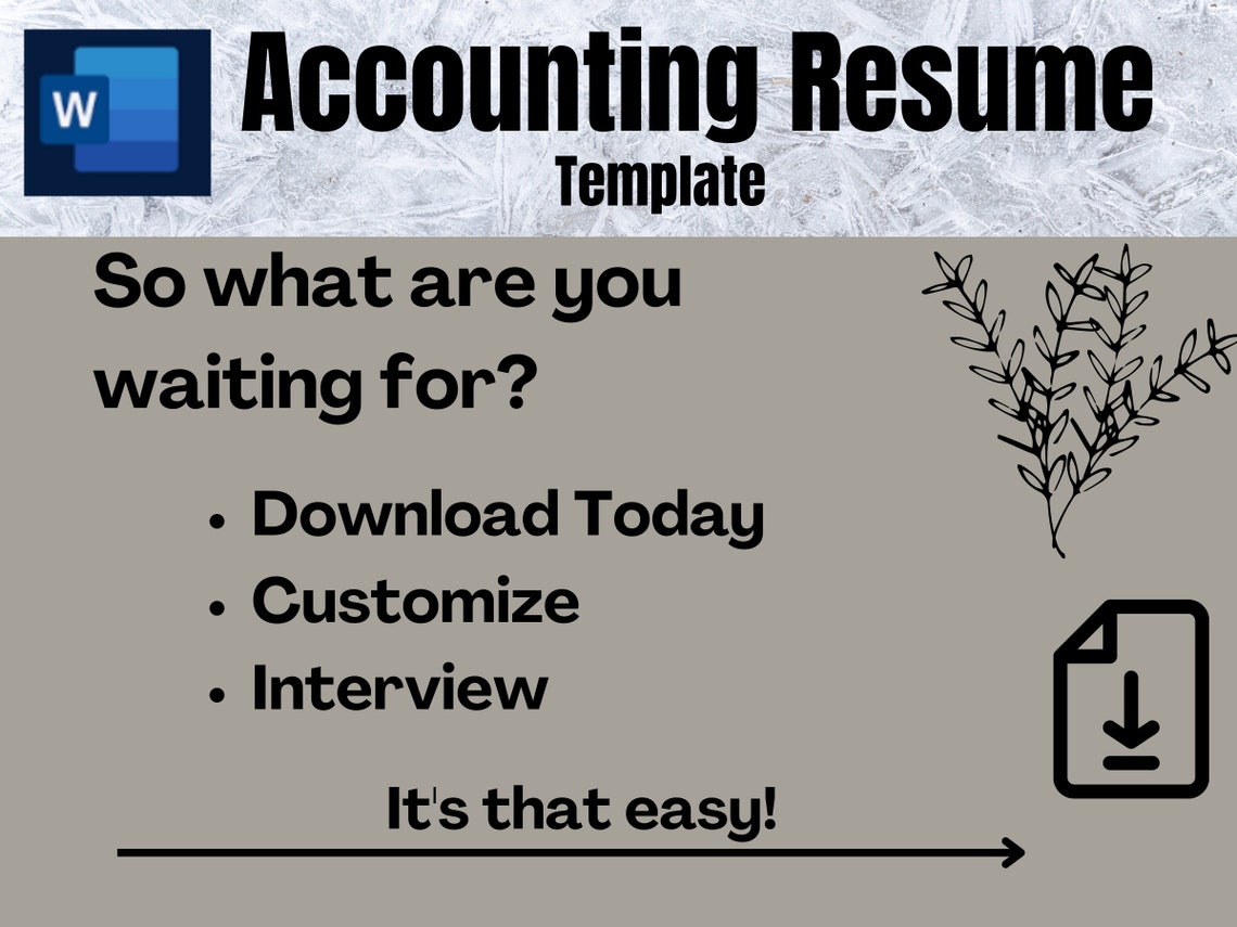 Simple Accounting Resume Template (word Template) - Etsy