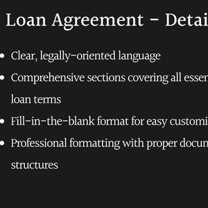 Loan Agreement Template: Editable Personal & Business Contract (word ...