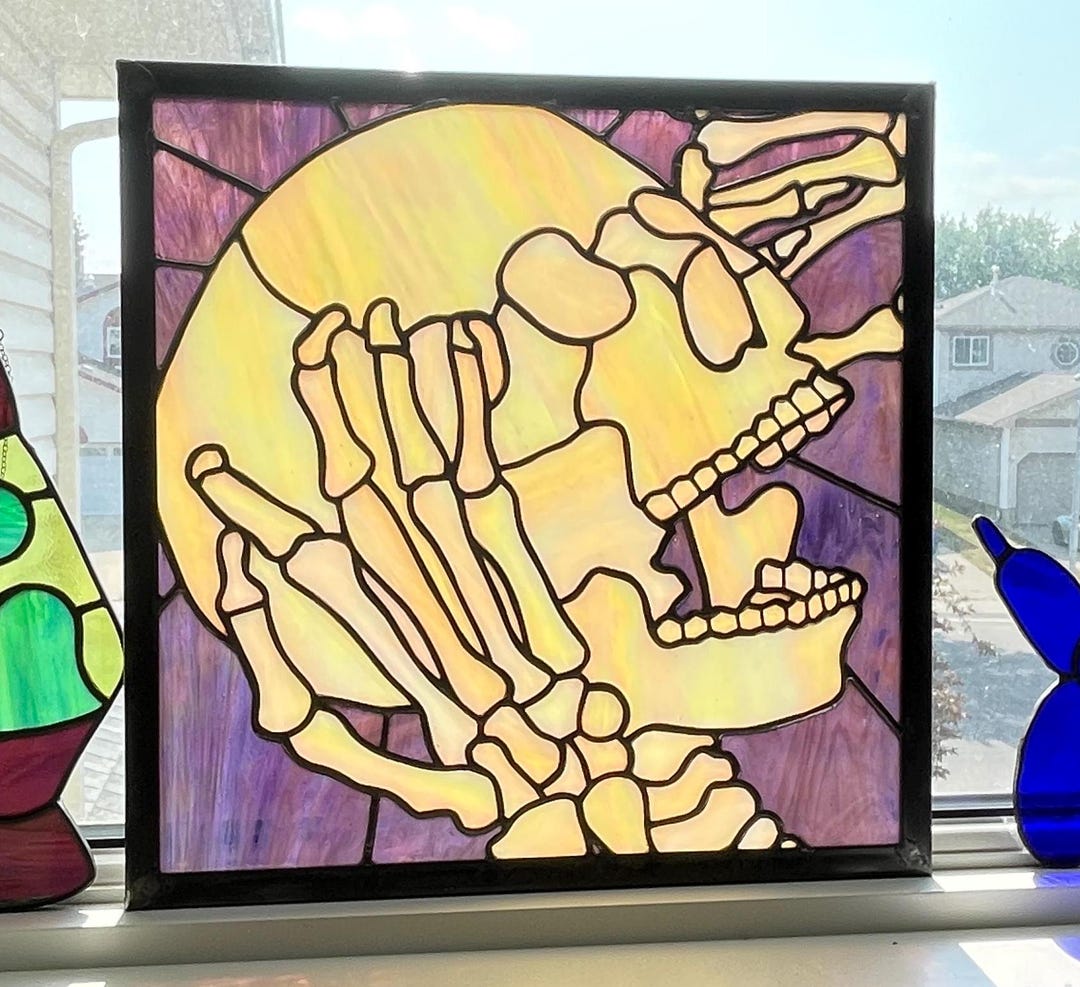 Skeleton Screaming Stained Glass Panel - Etsy