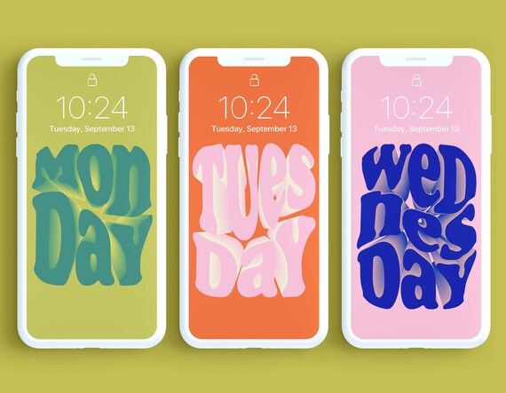 Set of 7 Days of the Week Phone Wallpapers - Etsy