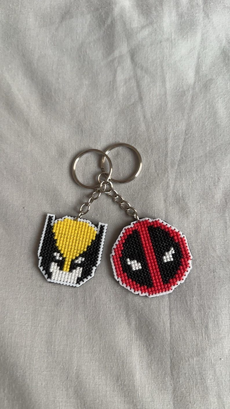 Deadpool & Wolverine Cross Stitch Keychain - Etsy