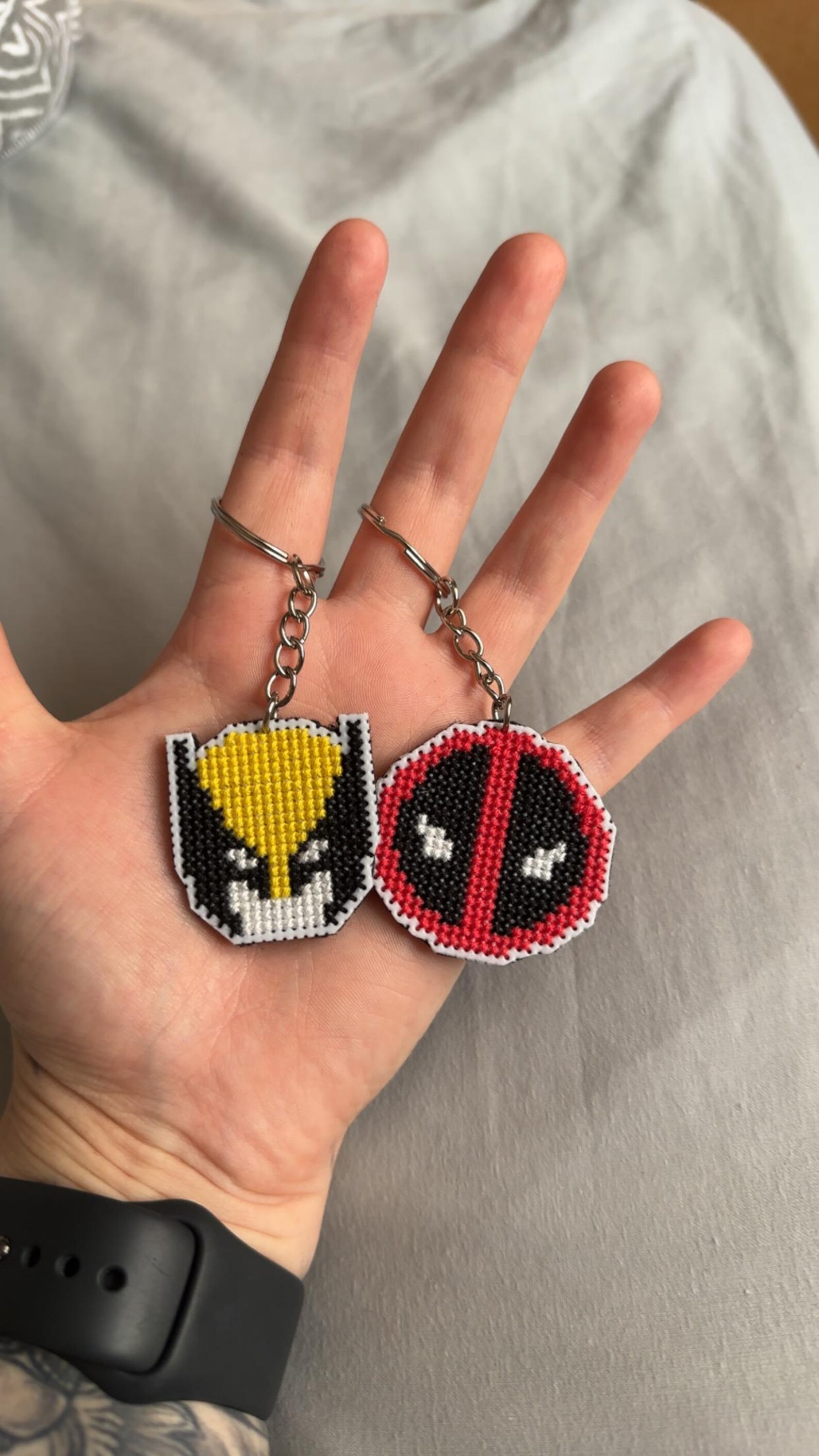 Deadpool & Wolverine Cross Stitch Keychain - Etsy