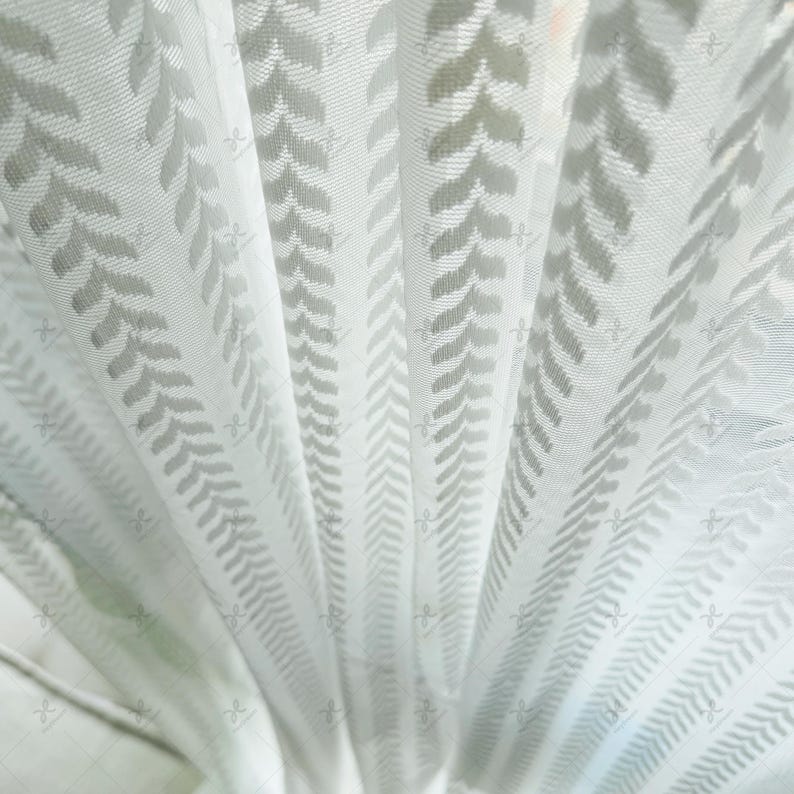 White Sheer Lace Curtains - Leaf Pattern Embroidered Curtain, French ...
