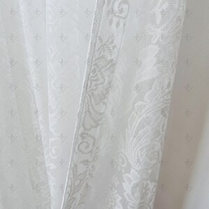 Pearl Accented Floral Lace Curtains: French Vintage Sheer Design - Etsy