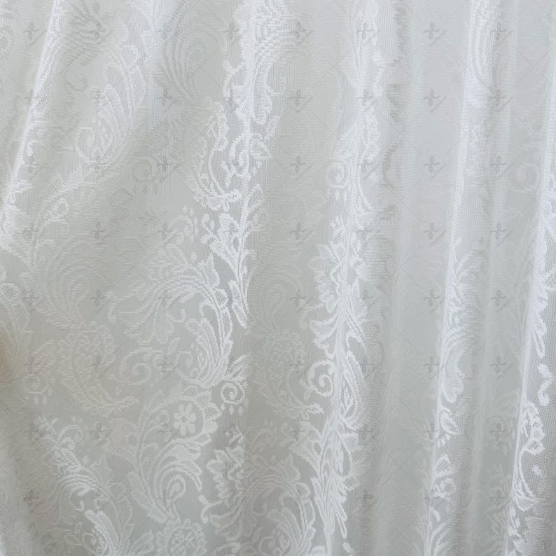 Pearl Accented Floral Lace Curtains: French Vintage Sheer Design - Etsy