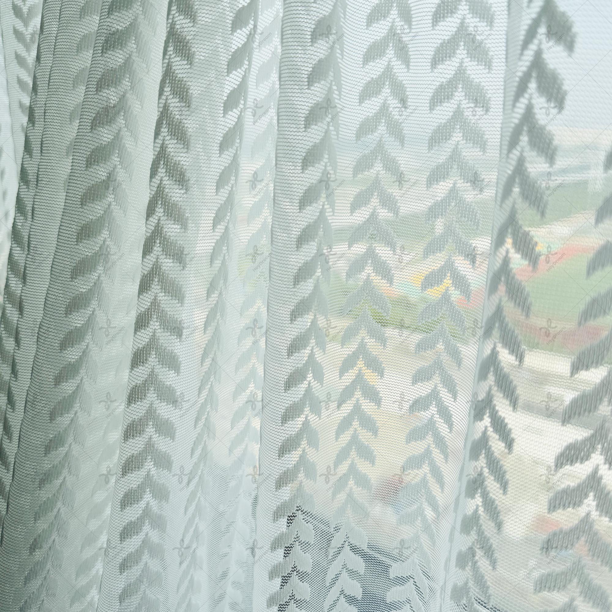 White Sheer Lace Curtains - Leaf Pattern Embroidered Curtain, French ...