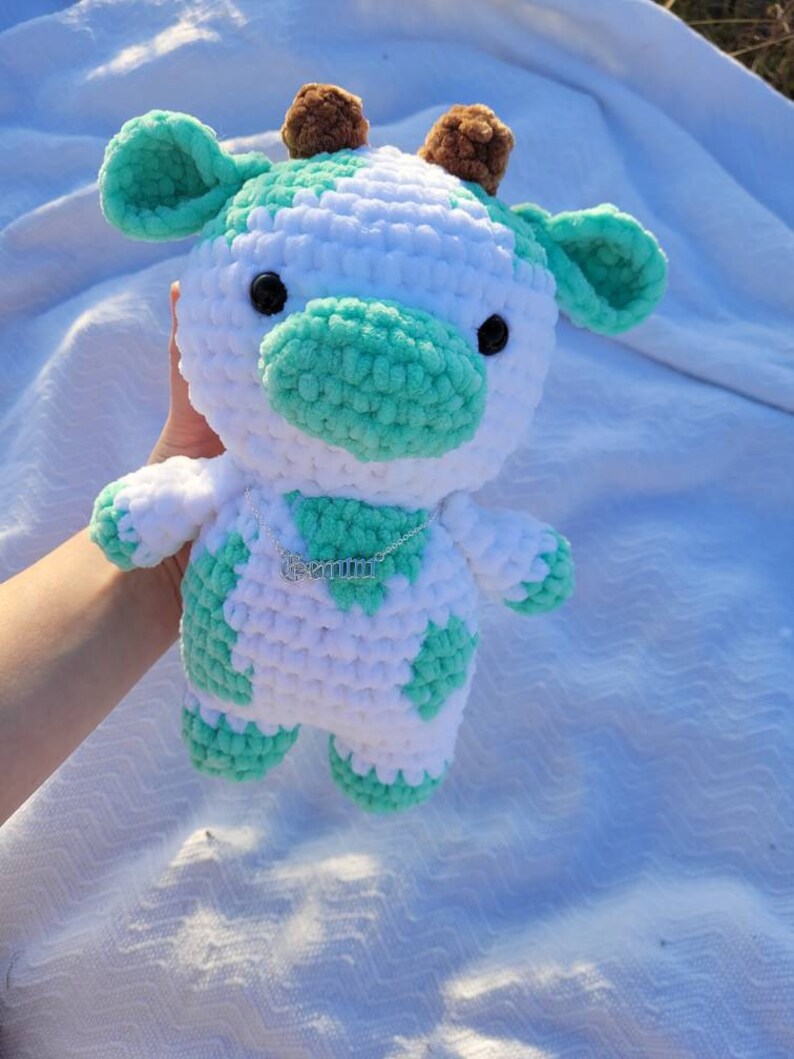 Mint Cow Plushie - Handmade Crochet Amigurumi - Mint Cow - Extra Soft ...