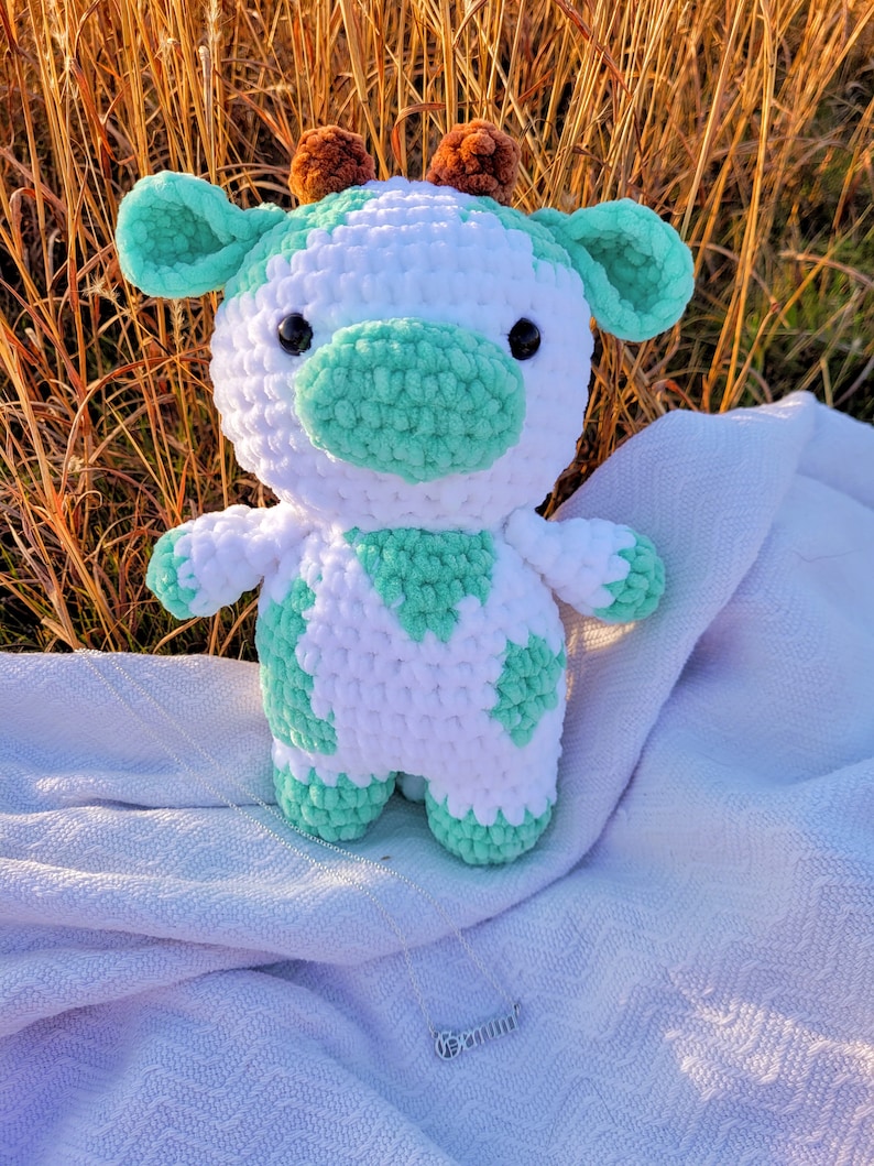Mint Cow Plushie - Handmade Crochet Amigurumi - Mint Cow - Extra Soft ...