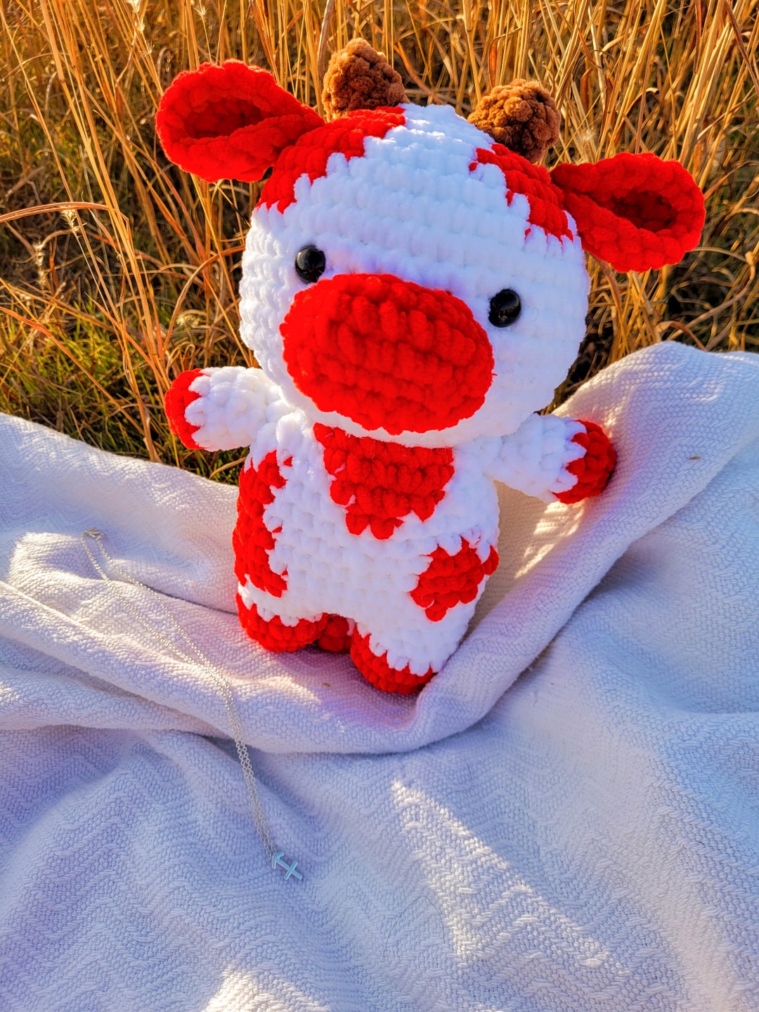 Poppy Cow Plushie - Handmade Crochet Amigurumi - Red Cow - Extra Soft ...