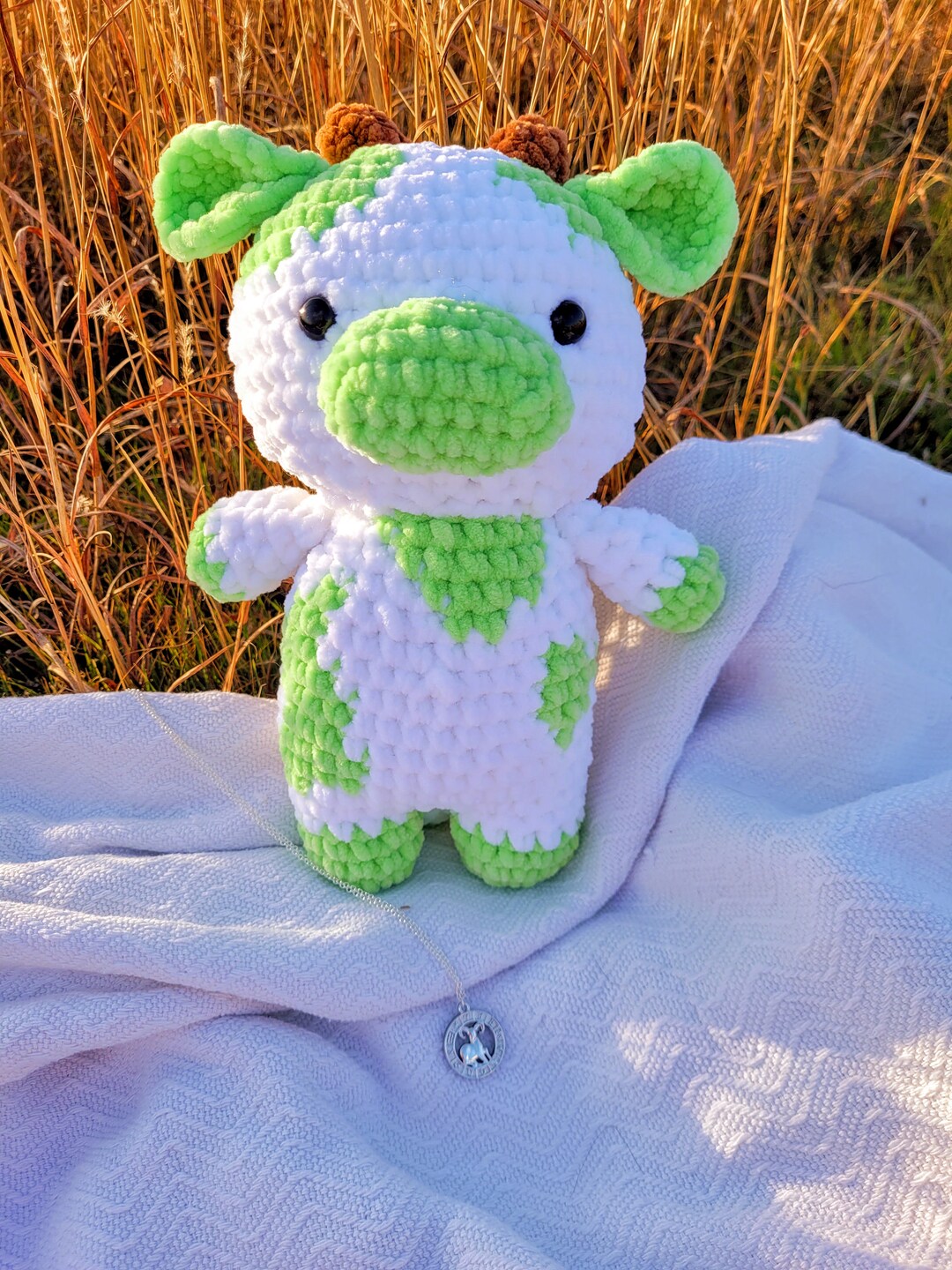Key Lime Cow Plushie - Handmade Crochet Amigurumi - Lime Cow - Extra ...
