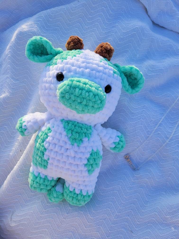 Mint Cow Plushie - Handmade Crochet Amigurumi - Mint Cow - Extra Soft ...